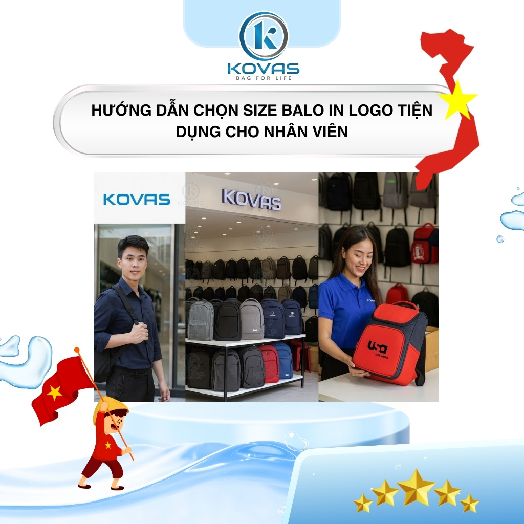 Hướng dẫn chọn size balo in logo tiện dụng cho nhân viên